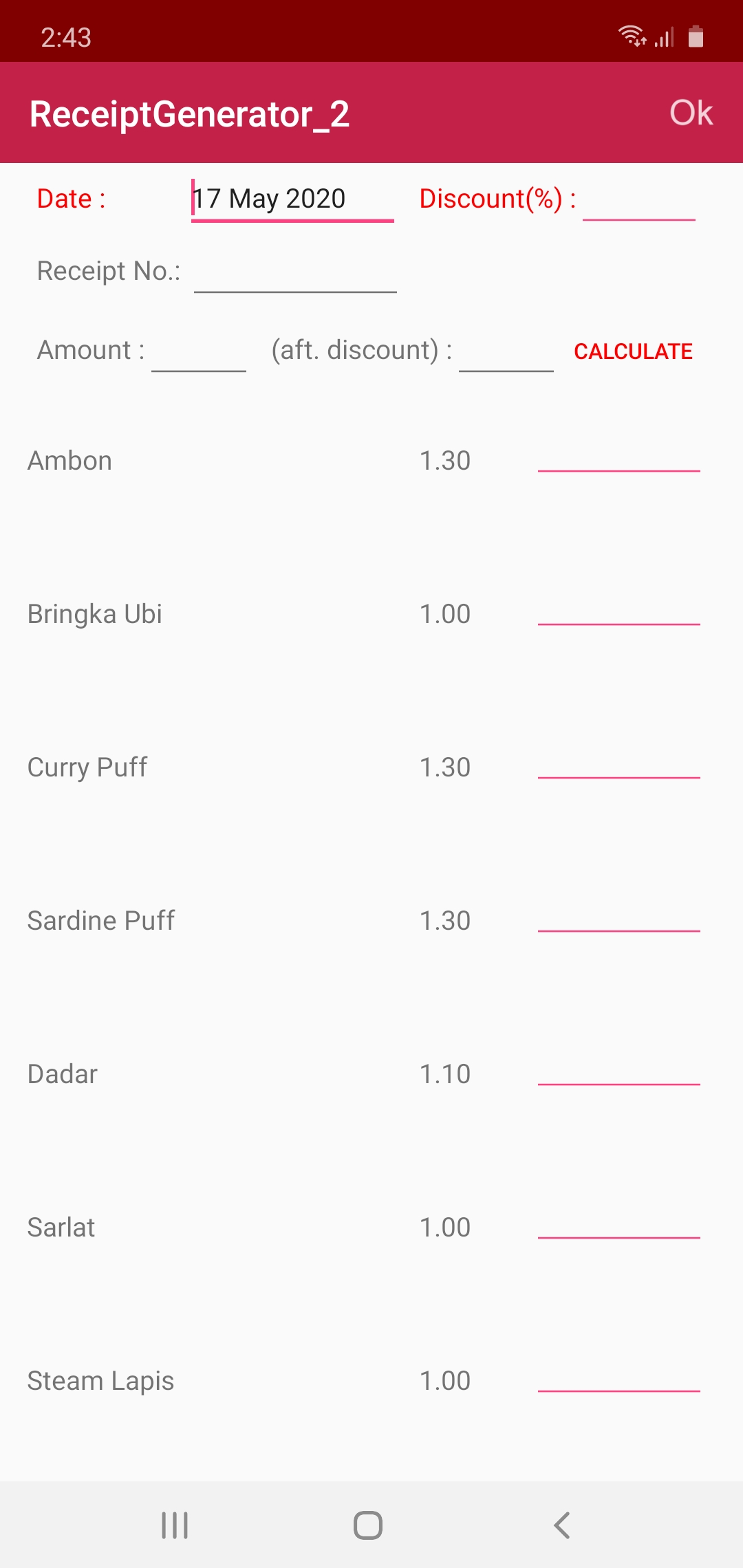 Android Java project — Receipt Generator using Android phone and ...