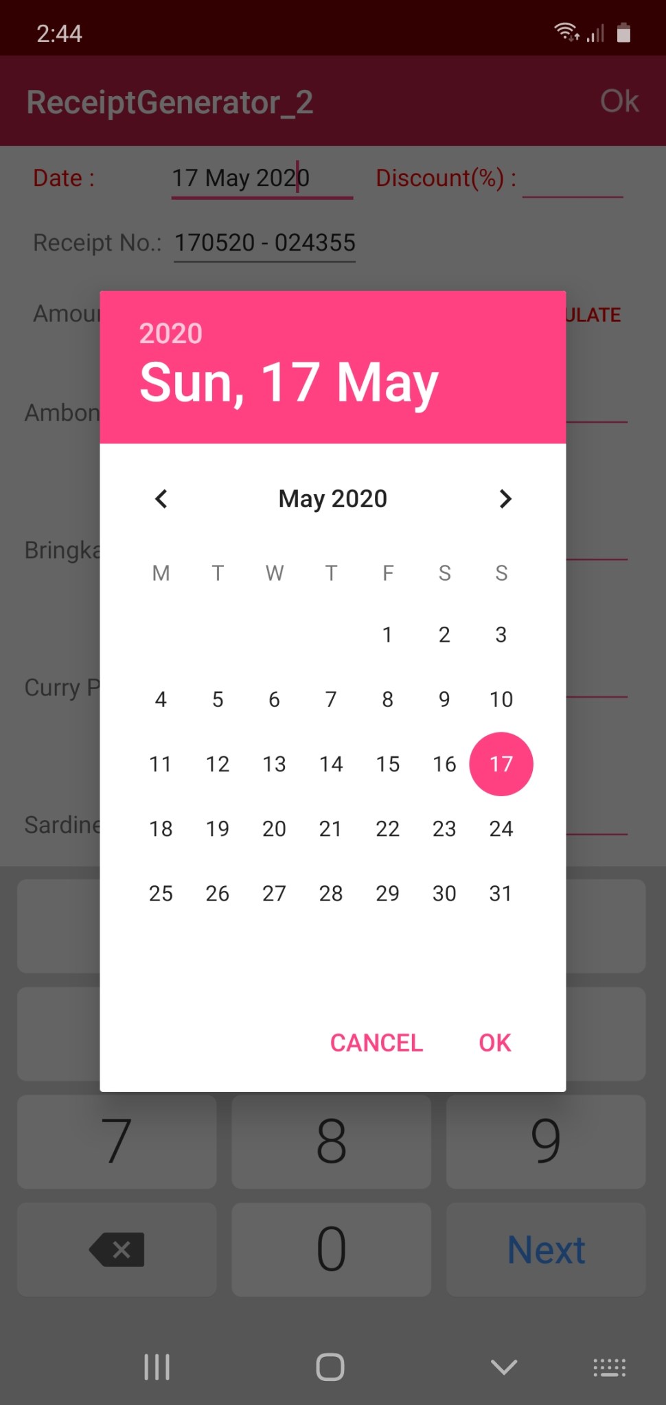 Android Java Project Receipt Generator Using Android Phone And